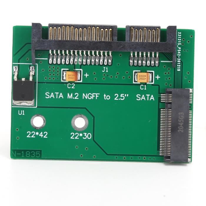 Qiilu carte SSD M.2 NGFF vers SATA3 Carte adaptateur M.2 NGFF SSD vers 2.5 pouces SATA3 carte ...