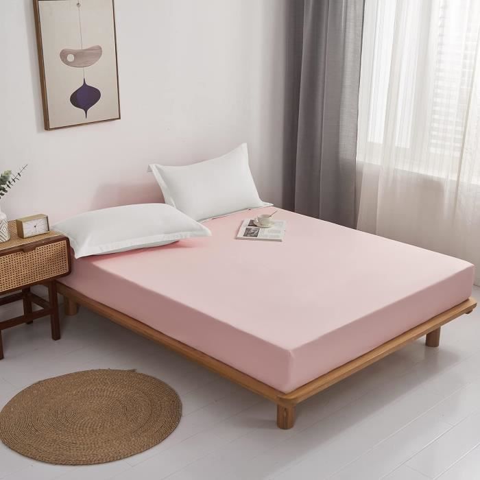 Drap Housse 140X190 200Cm Avec Bonnet 30Cm Rose Drap Housse 100 Gsm En ...