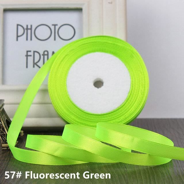Ruban,57 fluorescent green-38mm--Rouleau De Rubans En Satin De Soie, 25 ...