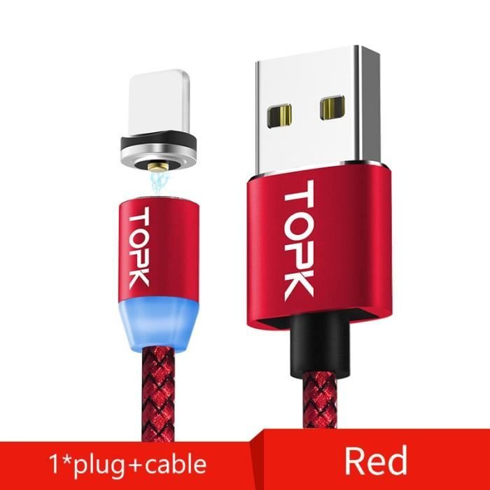 1 Plug 1 Cable Red--Micro USB -TOPK — Câble micro USB LED magnétique ...