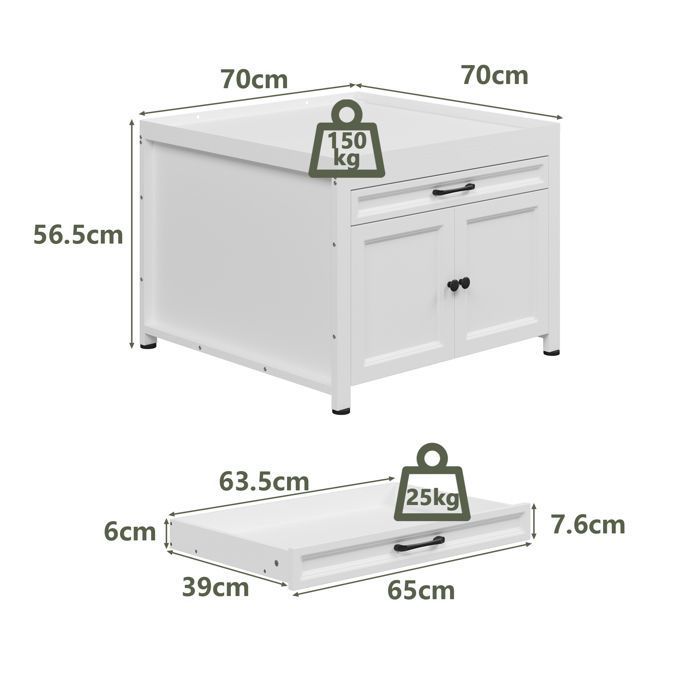 Meuble Bas pour Machine à Laver avec Tiroir et Portes, Meuble de Salle ...