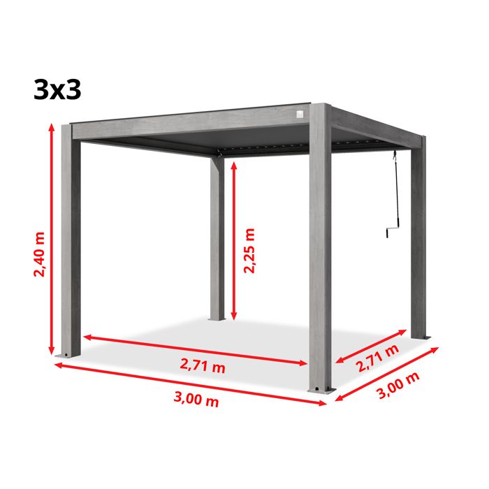 PRIMEYARD Pergola 3x3 m poteaux en aluminium aspect bois avec lames ...