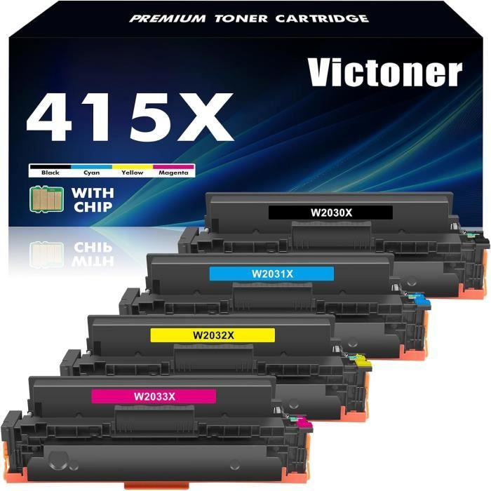 VICTONER Pack de 4 cartouches de toner compatible 415X Avec Puce ... VICTONER Pack de 4 cartouches de toner compatible 415X Avec Puce ...