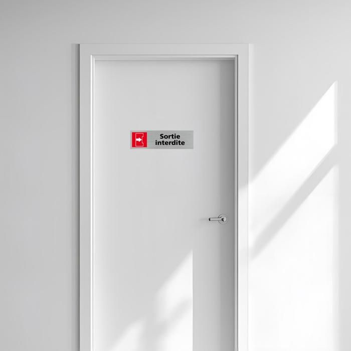 Plaque de porte Sortie interdite, 170x50 mm (17x5 cm), adhésif aspect ...