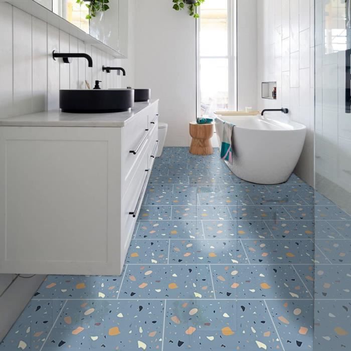 Carrelage Adhésif 30X60Cm Terrazzo Bleu Credence Adhesive Pour Cuisine ...