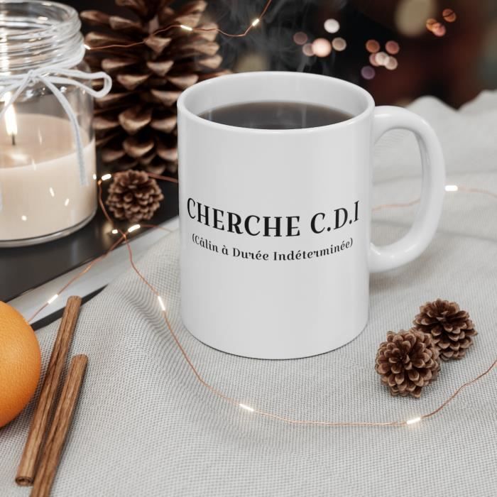 Mug - Cherche CDI - 11oz - Céramique - Design humoristique - Fabriqué ...