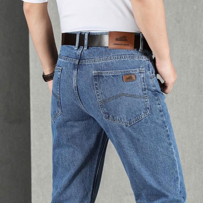 Jean Homme,Jeans Homme Regular en Coton Coupe Droite,Classique Pantalon ...