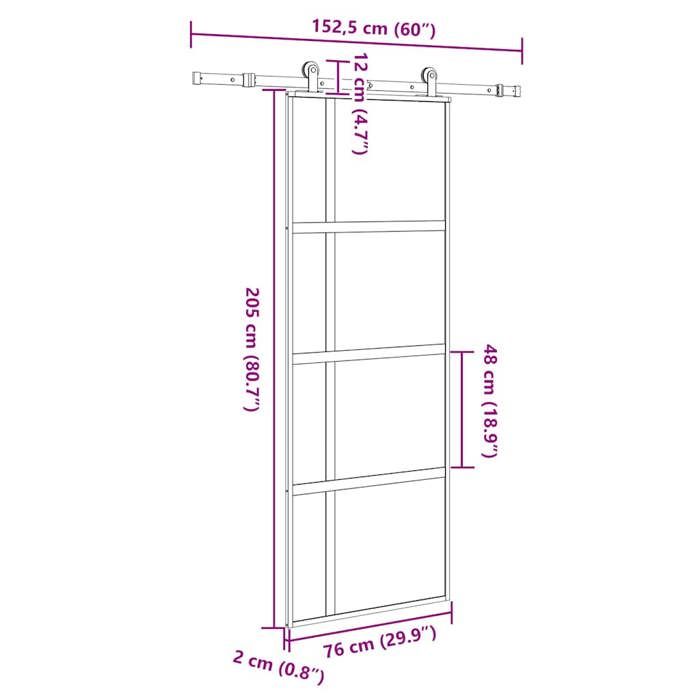 VidaXL Porte coulissante kit de quincaillerie trempé verre aluminium ...