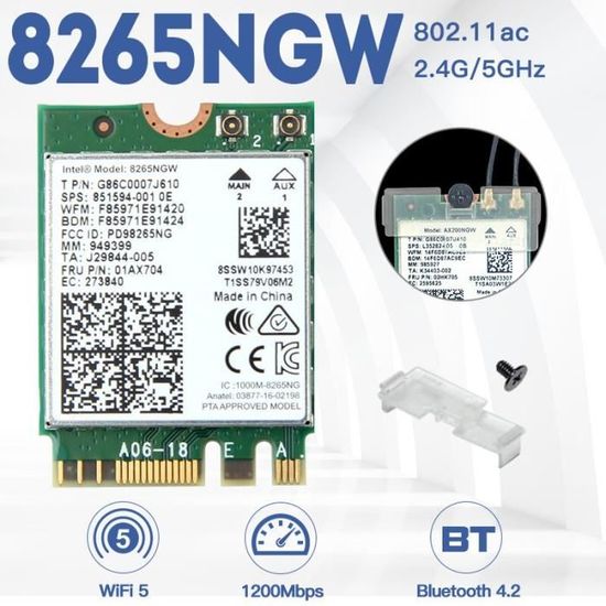 Intel 8265 AC - Wifi 6e Intel Bluetooth 5.2 5374mbps Wireless Wi-fi 6 Card M.2 Adapter ...