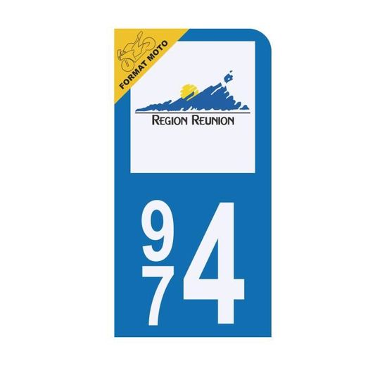 Autocollant Sticker Plaque d'immatriculation Moto 974 La Réunion DROM ...
