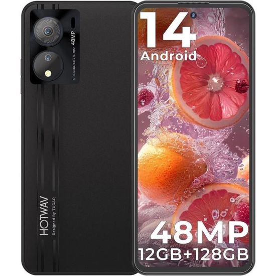 Smartphone HOTWAV Note 12 EF,Écran 6,8 HD,12Go128GoTF 1To,Android 14 ...