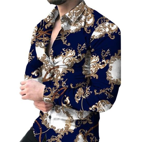 Chemises hommes - KJEHOME - Imprime decontracte imprime serpent - Coupe Loose - Manches longues ...