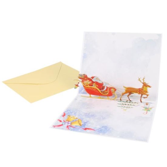 Carte de voeux de traîneau de wapiti de Noël imprimée colorée 3D ...