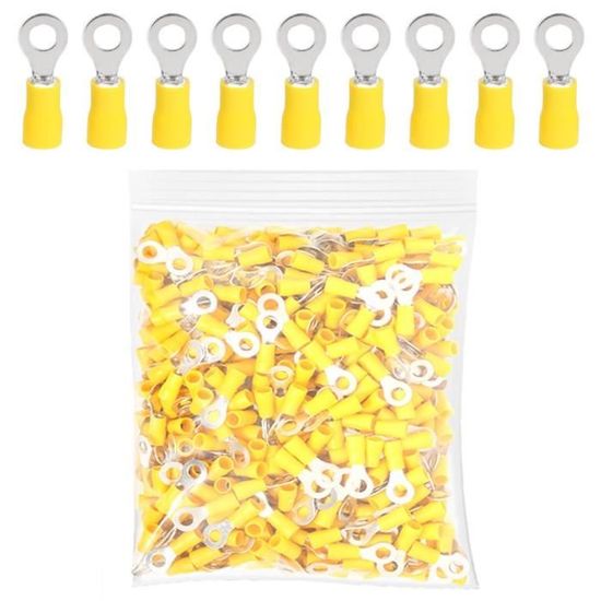 100 Pièces Jaune M12 Connecteur À Sertir Anneau 13Mm Cuivre Anneau Électrique Fil De Connecteur ...