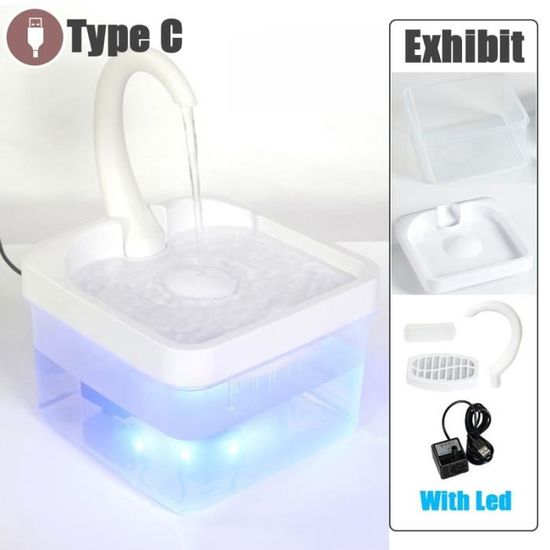 FONTAINE A EAU,C-04With LED--Fontaine D'eau Intelligente 2l Pour Chat, Avec Robinet ...