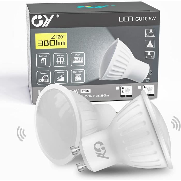 Gu10 Ampoule Led Blanc Froid Avec Capteur Radar 5w Remplace Ampoule Une