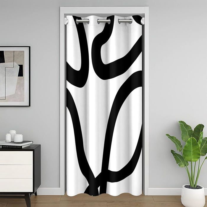 Blanc Et Noir Rideau De Porte 132X203Cm Géométrique Géométrie Moderne ...