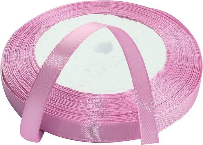 C50438 - Ruban satin décoratif brillant fin -6mmx22mètres - Rose bébé ...