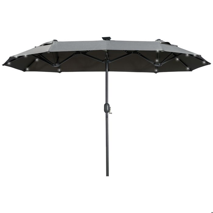Parasol double Outsunny, 295 x 219 cm, parasol LED, ovale, parasol de ...