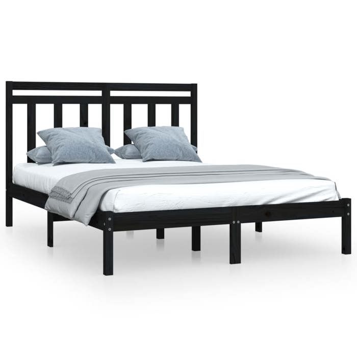 Lit Double Contemporain | Cadre de lit |sans matelas| noir 140x190 cm ...