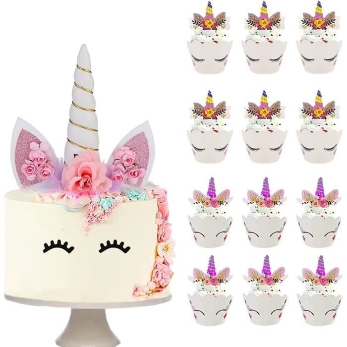 28 Pièces Doré Licorne Décorations Gâteau Cake Topper, Licorne Klaxon ...