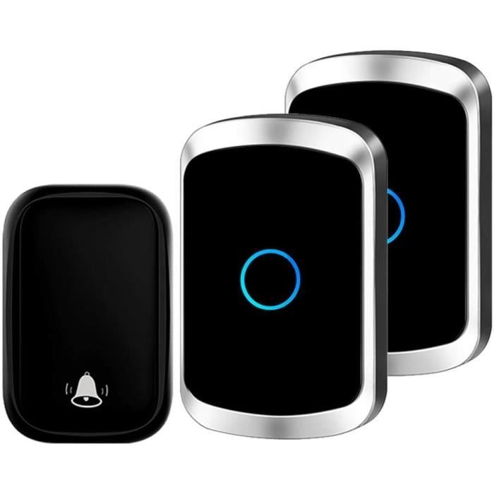 Sonnette IP55 Carillon Sans Fil Etanche, 1 émetteur 2 Récepteurs ...