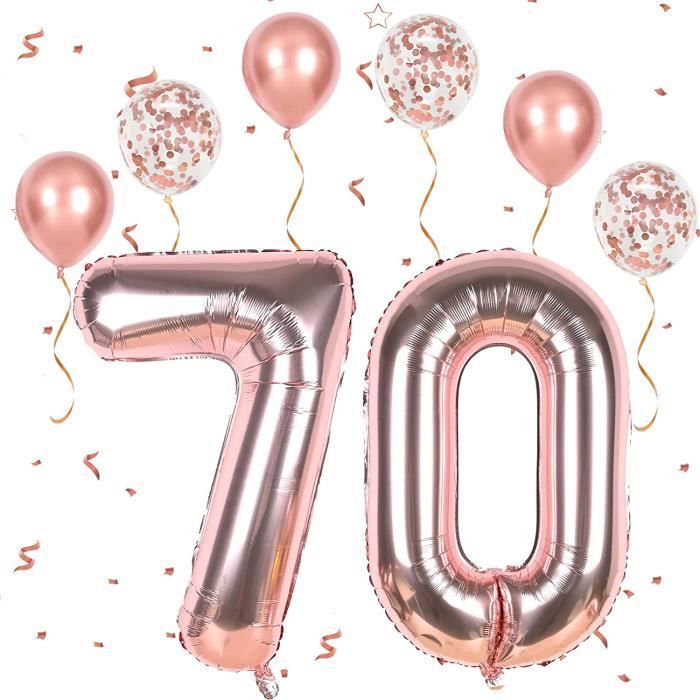 Ballons Anniversaire 70 An Or Rose, 101 Cm Gros Ballon Chiffre Numéro ...