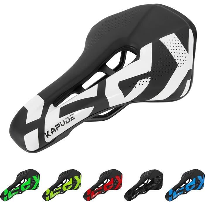 Selle VTT Confortable KAPVOE - Modèle L124 - Blanc - Cuir PU et Mousse à Mémoire de Forme ...