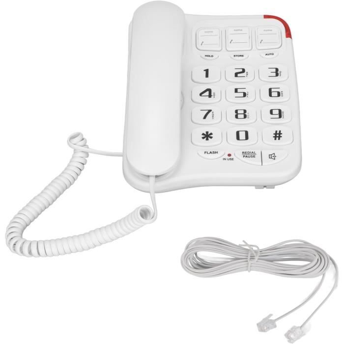 Téléphone À Gros Boutons,Téléphone Fixe Filaire Avec 3 Touches D'Image Et Son Amplifié Téléphone ...