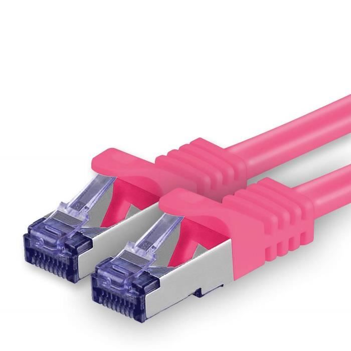 Cat.7 Câble réseau 3m magenta 1 pièce Cat7 Câble Ethernet PoE Lan 10 Gb ...