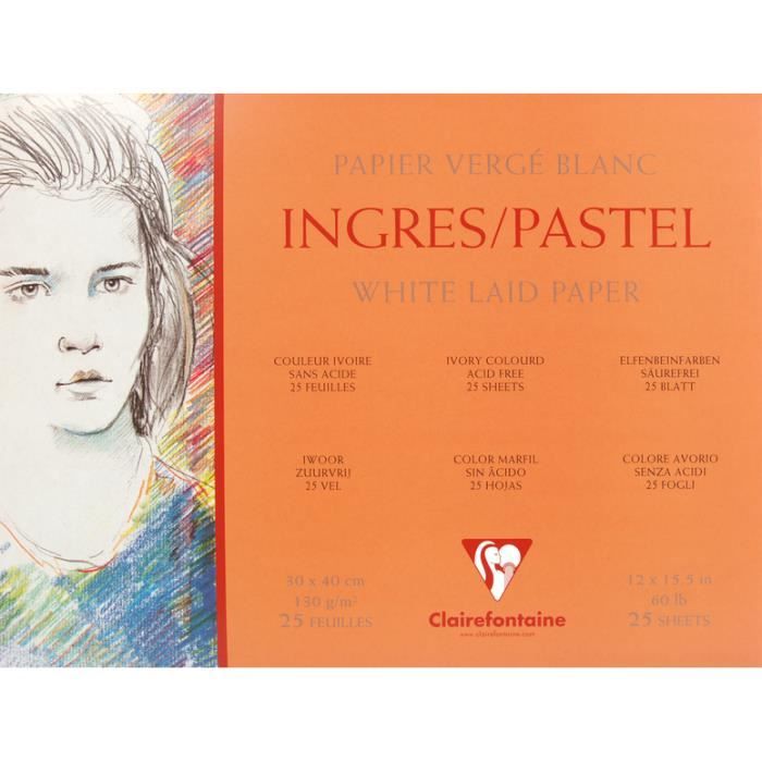 Clairefontaine Bloc papier encollé Ingres-Pastel 30x40 cm 130 g - 25 ...