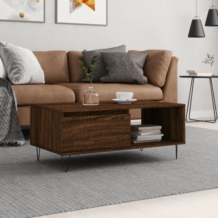 MAG Table basse Chêne marron 90x50x36,5 cm Bois d'ingénierie ...