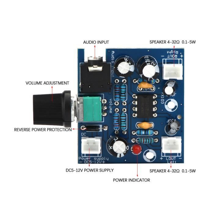 Minifinker Module volume TDA2822 Alimentation simple DC5-12V Module à ...