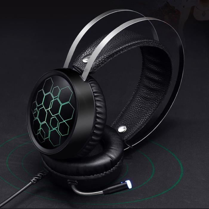 Casque de jeu filaire avec microphone RGB Light Surround Sound USB ...