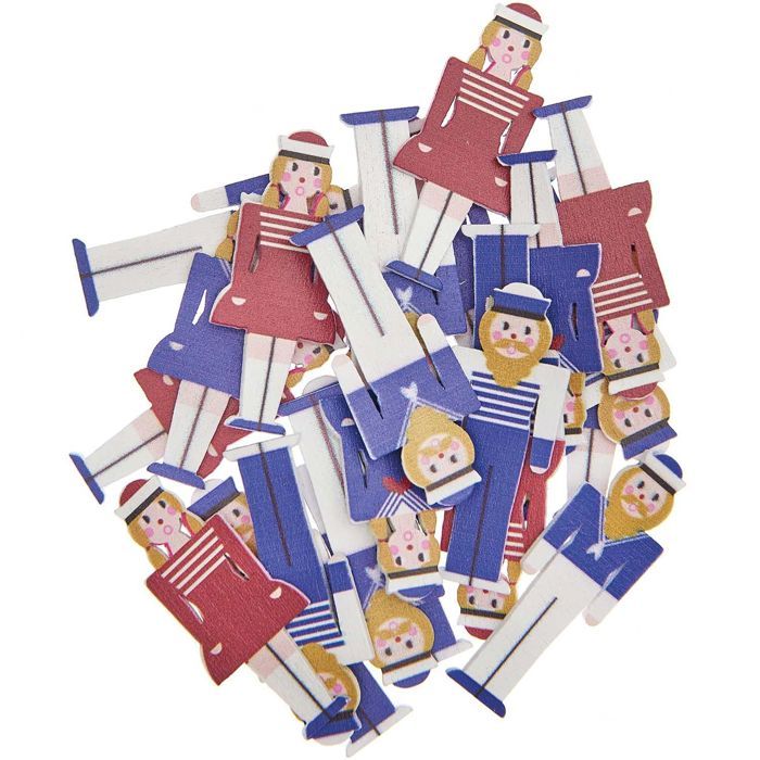 24 Confettis en bois - Marins - bleu et rouge - Cdiscount Beaux-Arts et ...