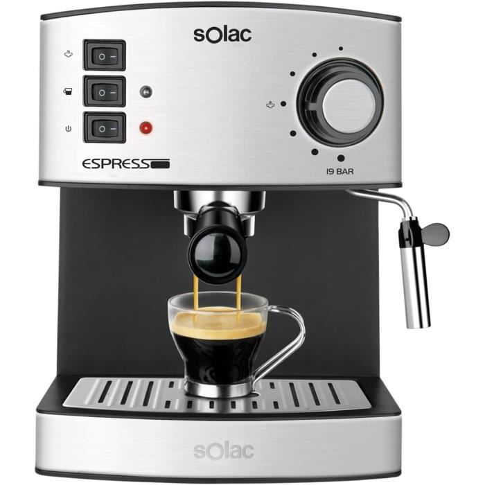 Solac CE4480 Espresso 19 - Machine à expresso 850W, 19 bars, Réservoir 1,2L, pour dosette et ...