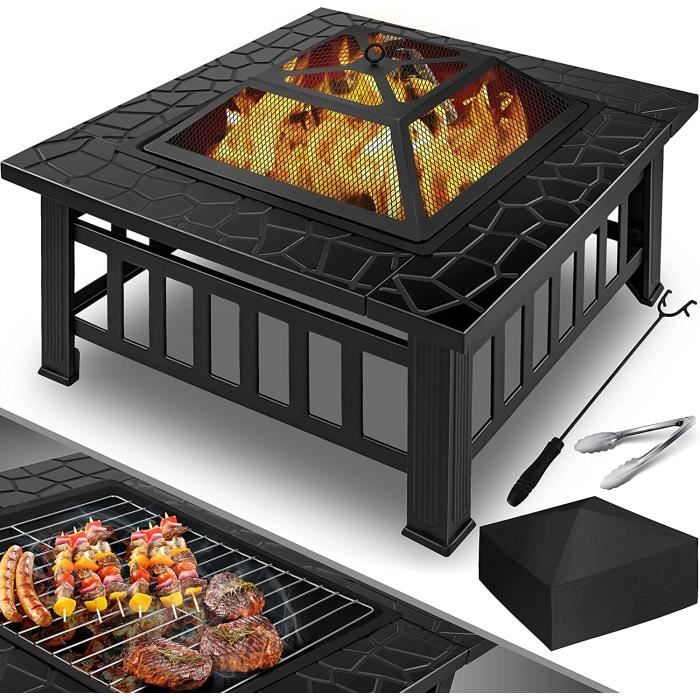 SER Foyer avec Grille et Pince à grillade brasero, 3 en 1 Foyer ...