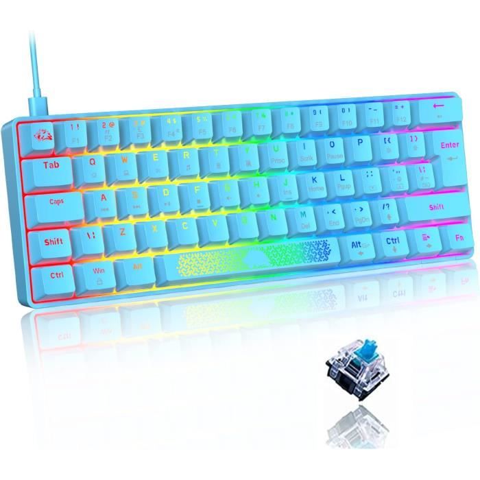 T60 60% Compact Mini Clavier De Gaming Mécanique Illumination Rvb ...