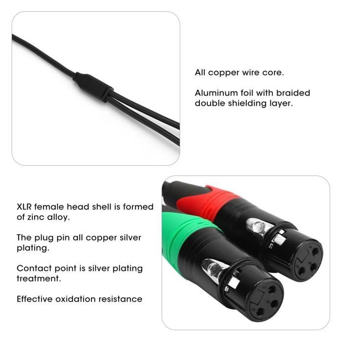 Cable audio Durable 11.81 inch Copper Wire Core XLR Audio Patch Cord, 6 ...