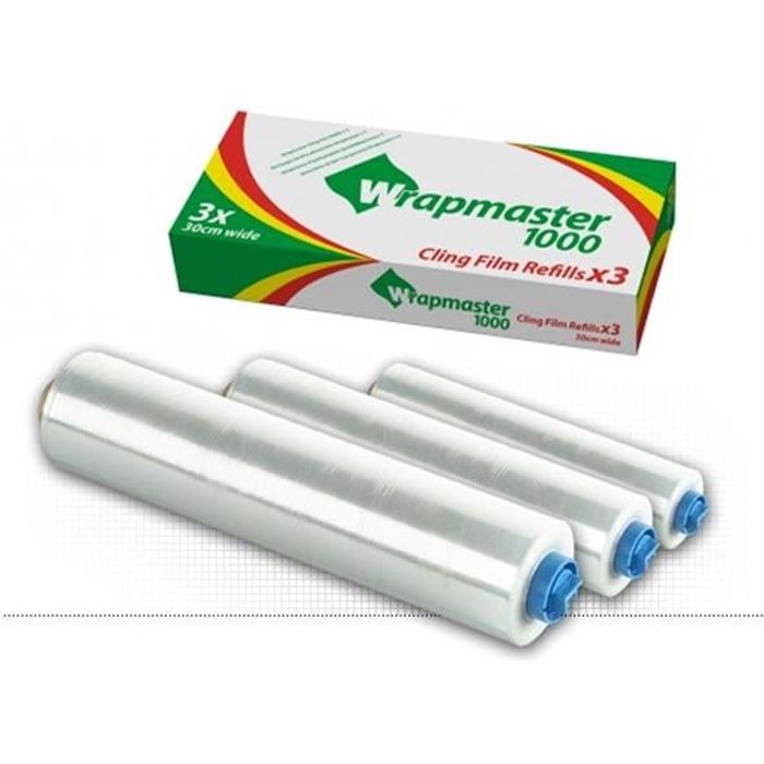 Film alimentaire - WRAPMASTER - 100 m x 305 mm - Lot de 3 rouleaux ...