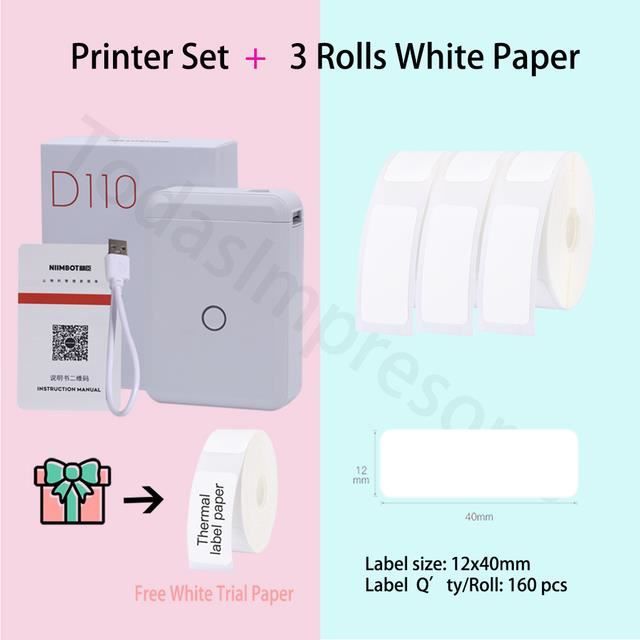 IMPRIMANTE,D110 and 3 x1240--Niimbot originale imprimante'étiquettes ...