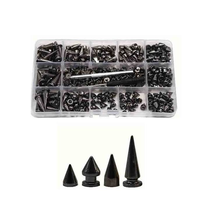 RIVET,black-180 sets--Kit de goujons et pointes de vis Punk Rivet avec ...