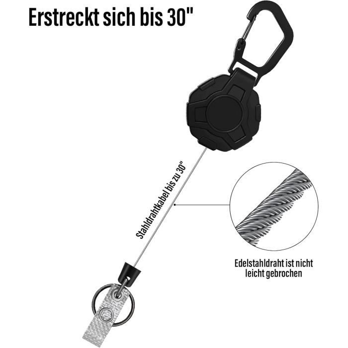 Lot de 2 porte-clés extensibles avec porte-badge d'identification ...