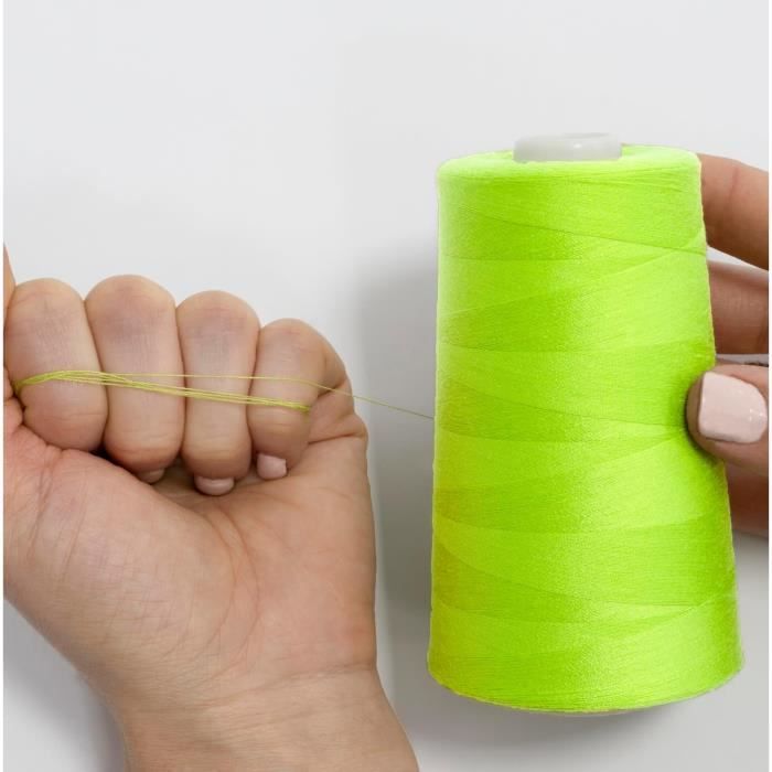 C72735 - Bobine Cône De Fil À Coudre 120 (40-2) 4000 M - En Polyester - Couleur Jaune Vert Fluo ...