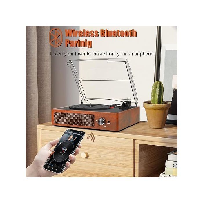 Platine vinyle portable Bluetooth 3 vitesses,haut-parleurs intégrés ...