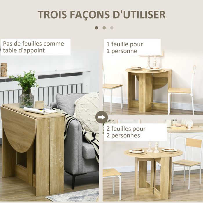 HOMCOM Table pliable de cuisine salle à manger 2 abattants - table ...