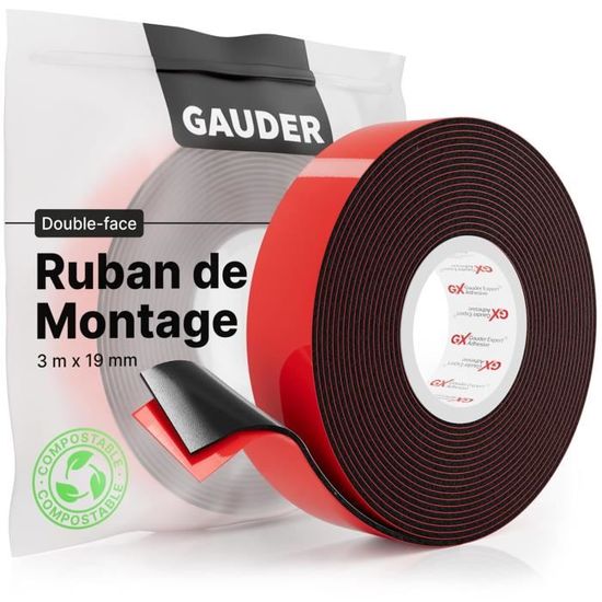 Ruban De Montage (3 M X 19 Mm) | Ruban Adhésif Double Face Extra Fort | Ruban Adhésif Noir[J6241 ...