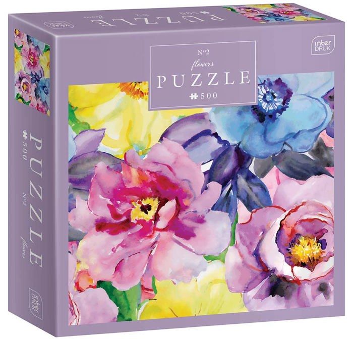 Puzzle - INTERDRUK - PUZ500FLO2 - 47 x 33 cm - Tableau bleu - Idéal ...