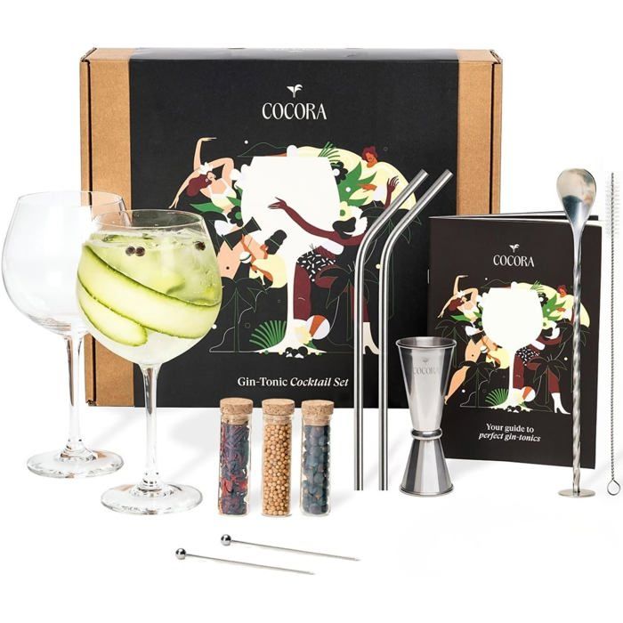 Gin-Tonic Set Cadeau | Kit Cocktail | 11 Pièces | Accessoires Gin ...