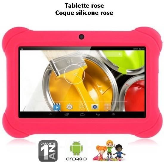 Tablette rose pour enfants, écran 7", 2 caméras, 8GO, Android 4.4, Wifi ...